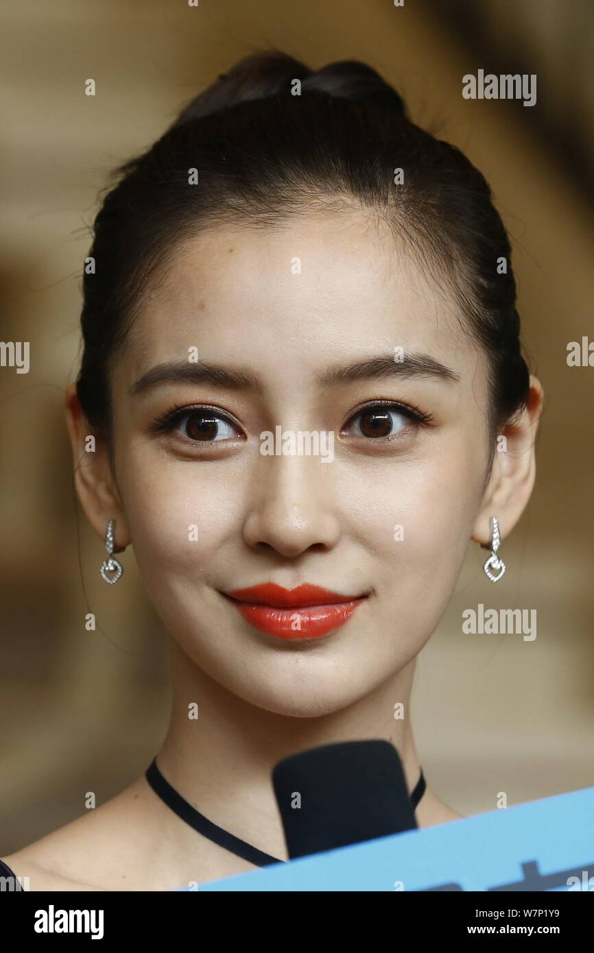 Hong Kong actress Angelababy poses for photos during a photocall on set ...