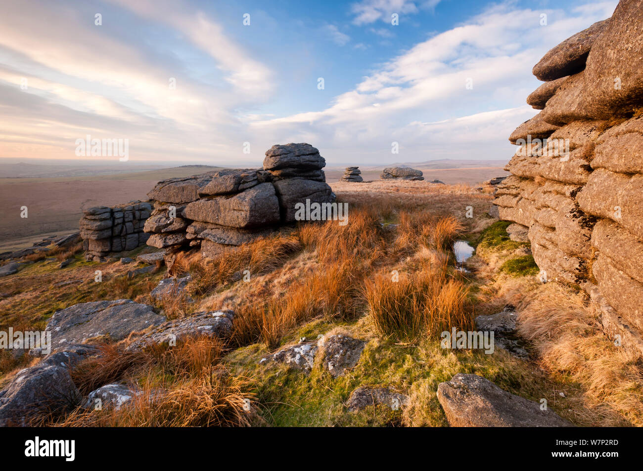 Landscape view from Great Mis Tor, Dartmoor National Park, Devon ...