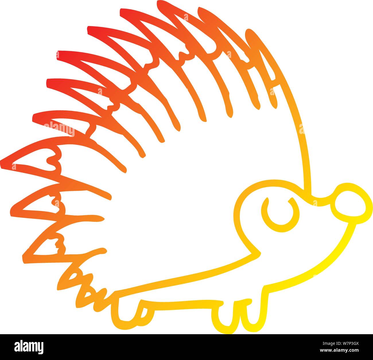 warm gradient line drawing of a cartoon spiky hedgehog Stock Vector ...
