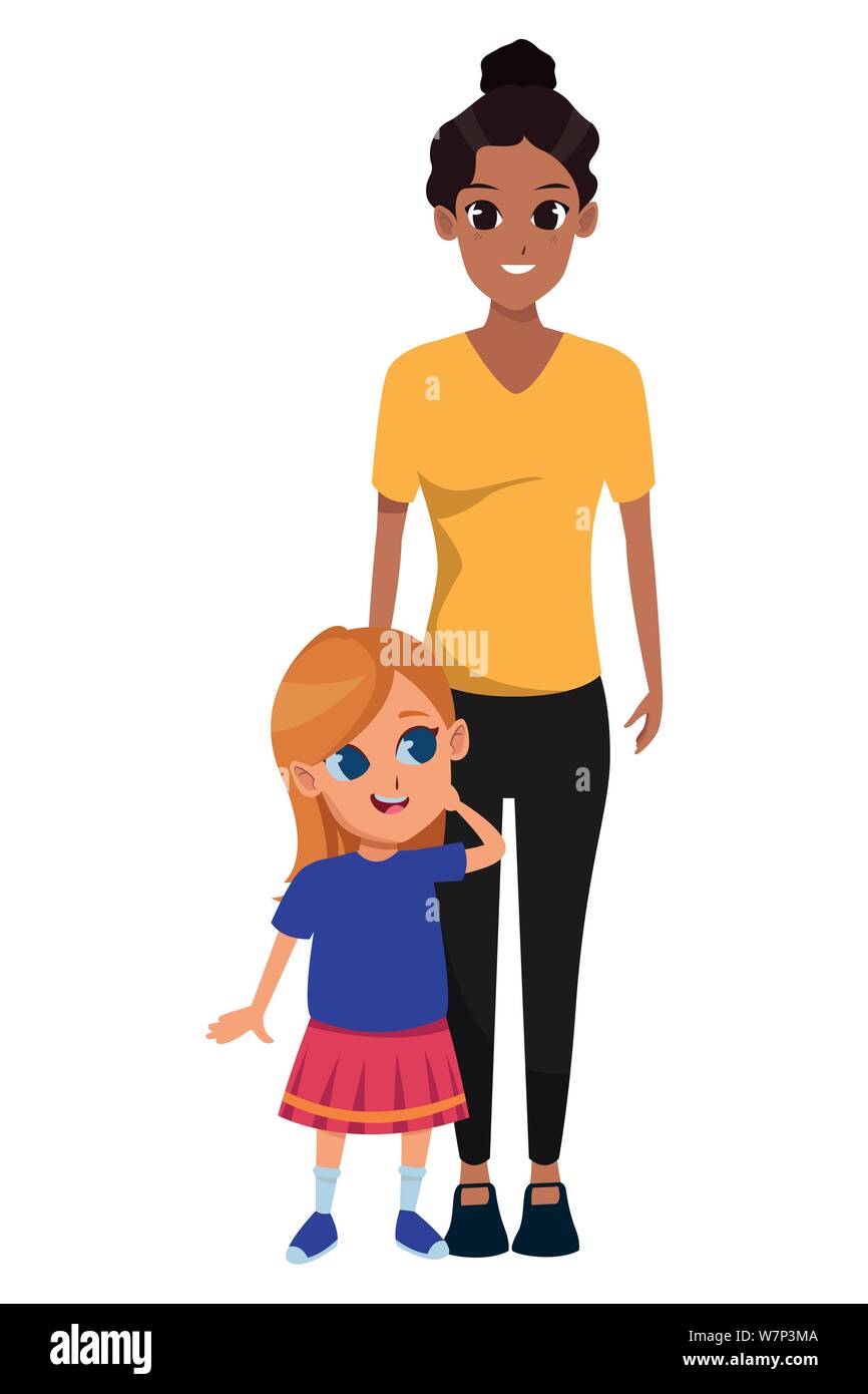 Family single mother with children cartoon Stock Vector Image & Art - Alamy