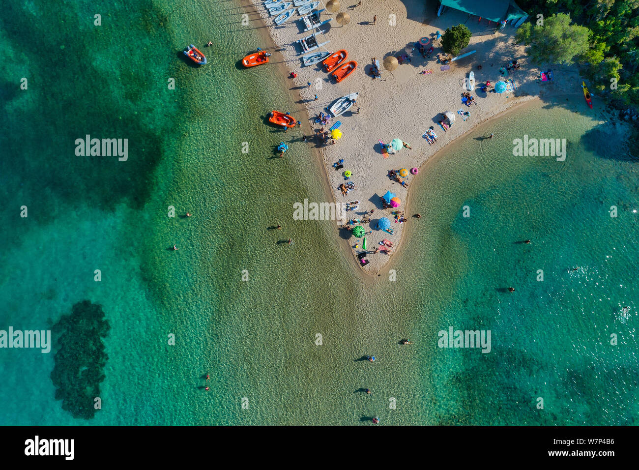 Aerial drone bird's eye view of Bella Vraka Beach with turquoise sea in ...