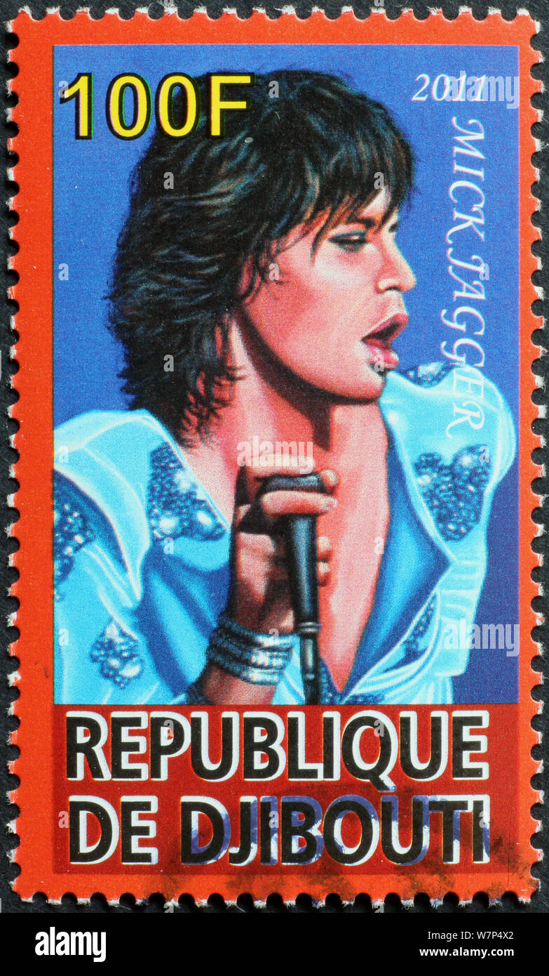 Portrait of Mick Jagger on postage stamp Stock Photo - Alamy