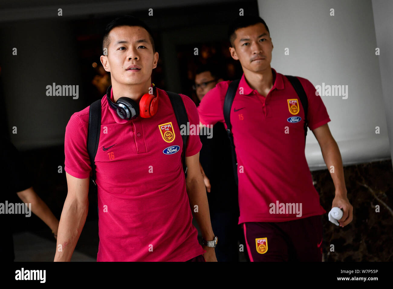 Huang Bowen, left, and Wu Xi of the Chinese national men's football ...