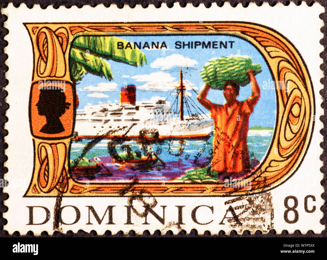 Banana shipment on postage stamp of Dominica Stock Photo - Alamy