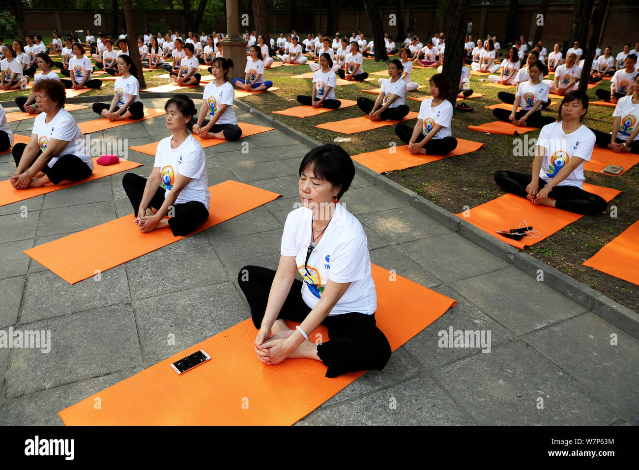 Chinese enthusiasts perform yoga to mark the mark the International ...