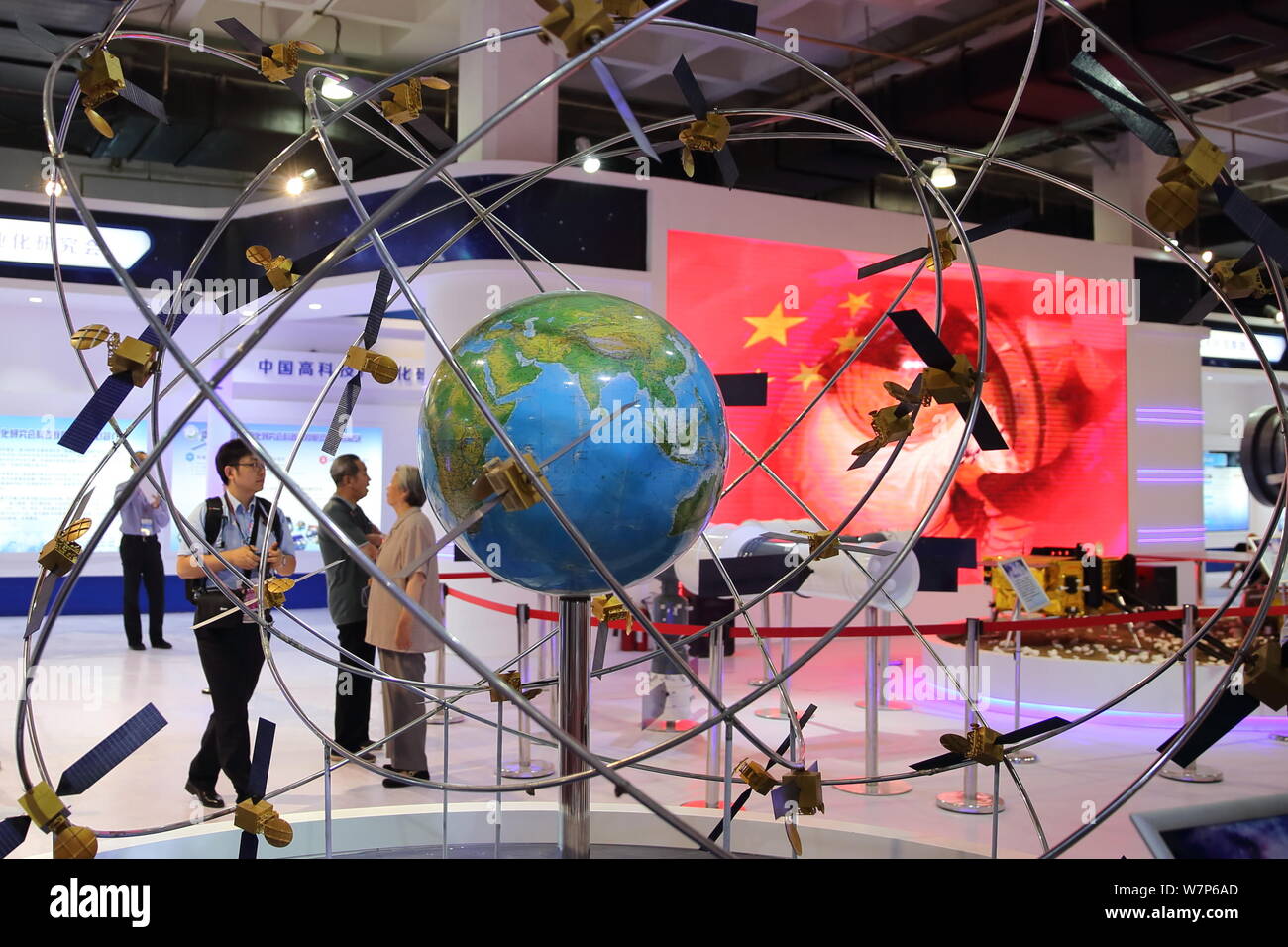 A model of China's Beidou satellite navigation system is on display ...