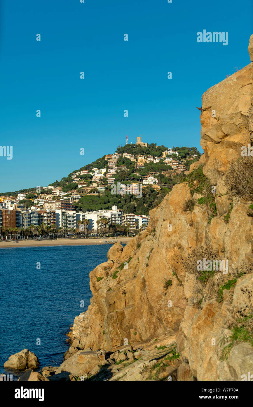 PUNTA SA PALOMERA ROCK BLANES COSTA BRAVA GERONA CATALONIA SPAIN Stock ...