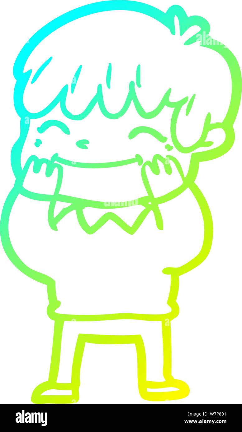 cold gradient line drawing of a cartoon happy boy Stock Vector Image ...
