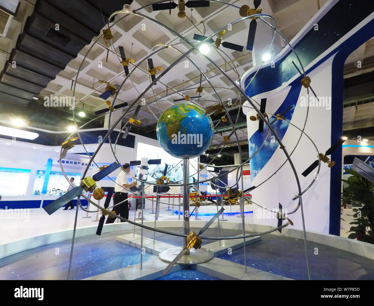 A model of China's Beidou satellite navigation system is on display ...