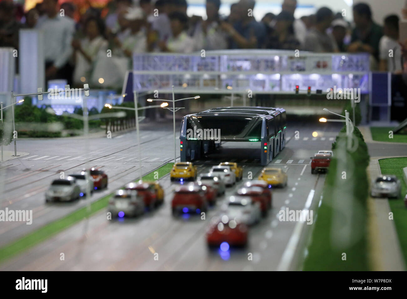 --FILE--A model of the 'Transit Elevated Bus' is on display during the ...