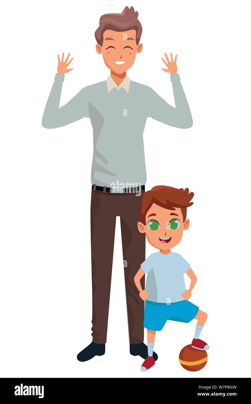 Family single father with children cartoon Stock Vector Image & Art - Alamy