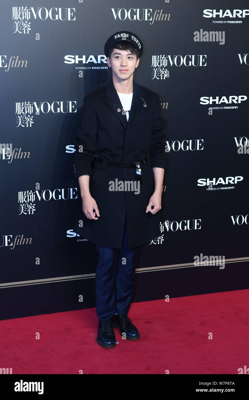 Chinese actor and singer Xu Weizhou or Timmy Xu arrives on the red ...
