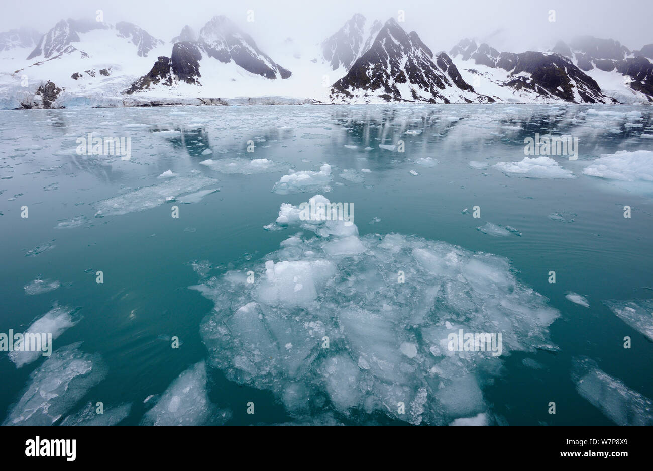 Ice breaking up around the coast, Svalbard, Norway, July 2011 Stock ...