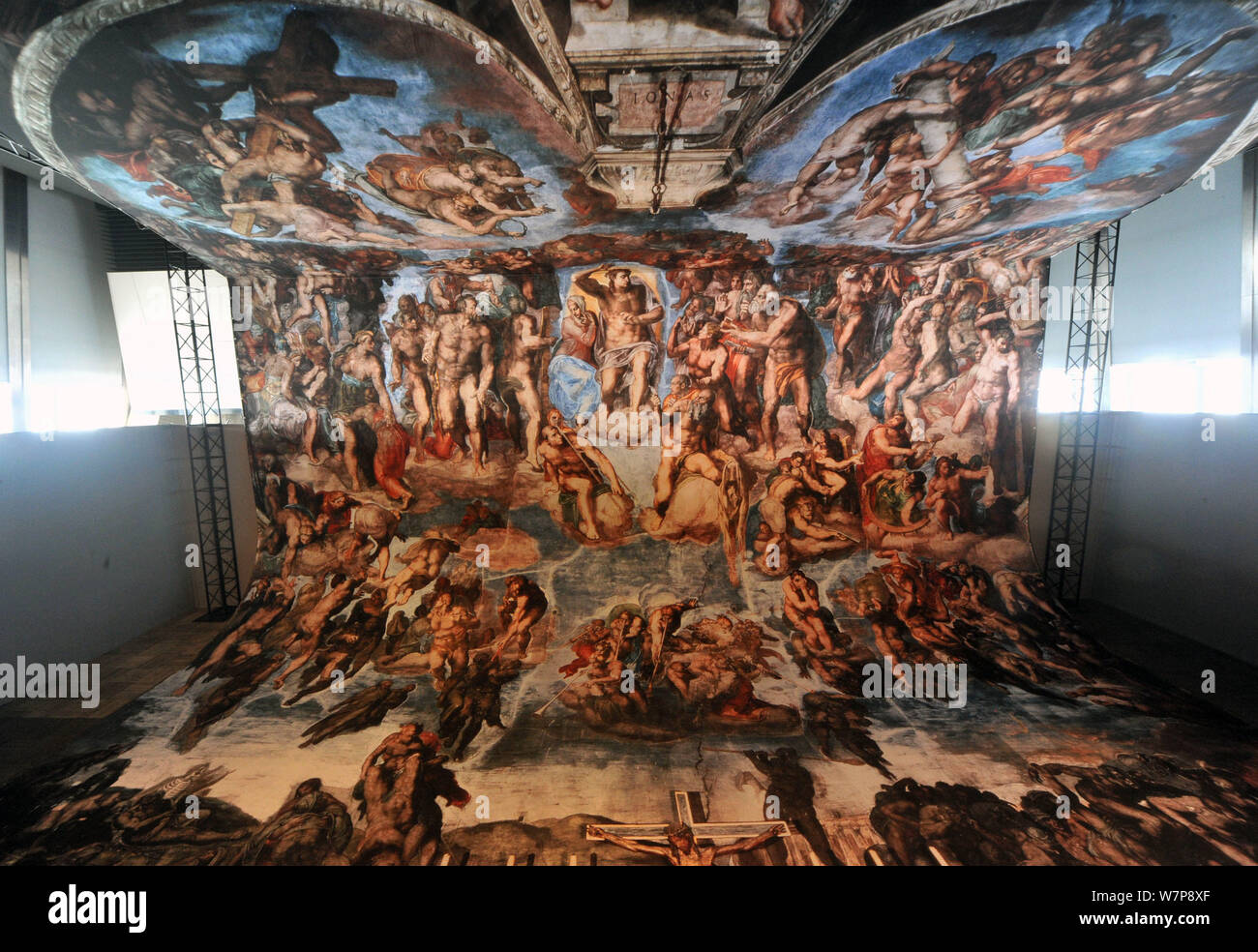View of replicas of Michelangelo's murals at a preview of the Genesis ...
