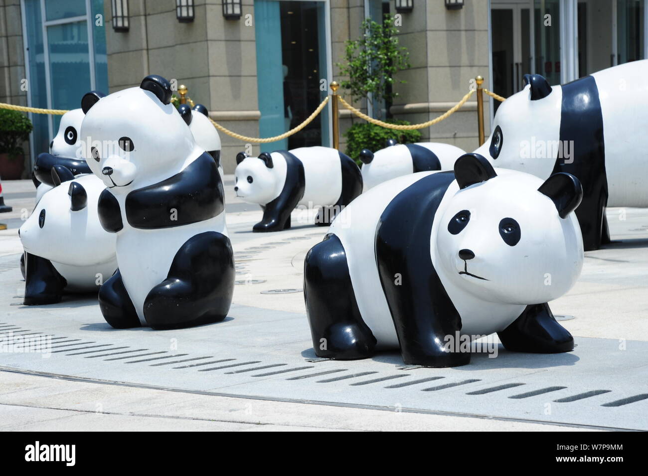 View of giant panda sculptures on display at the Chamtime Square in the ...