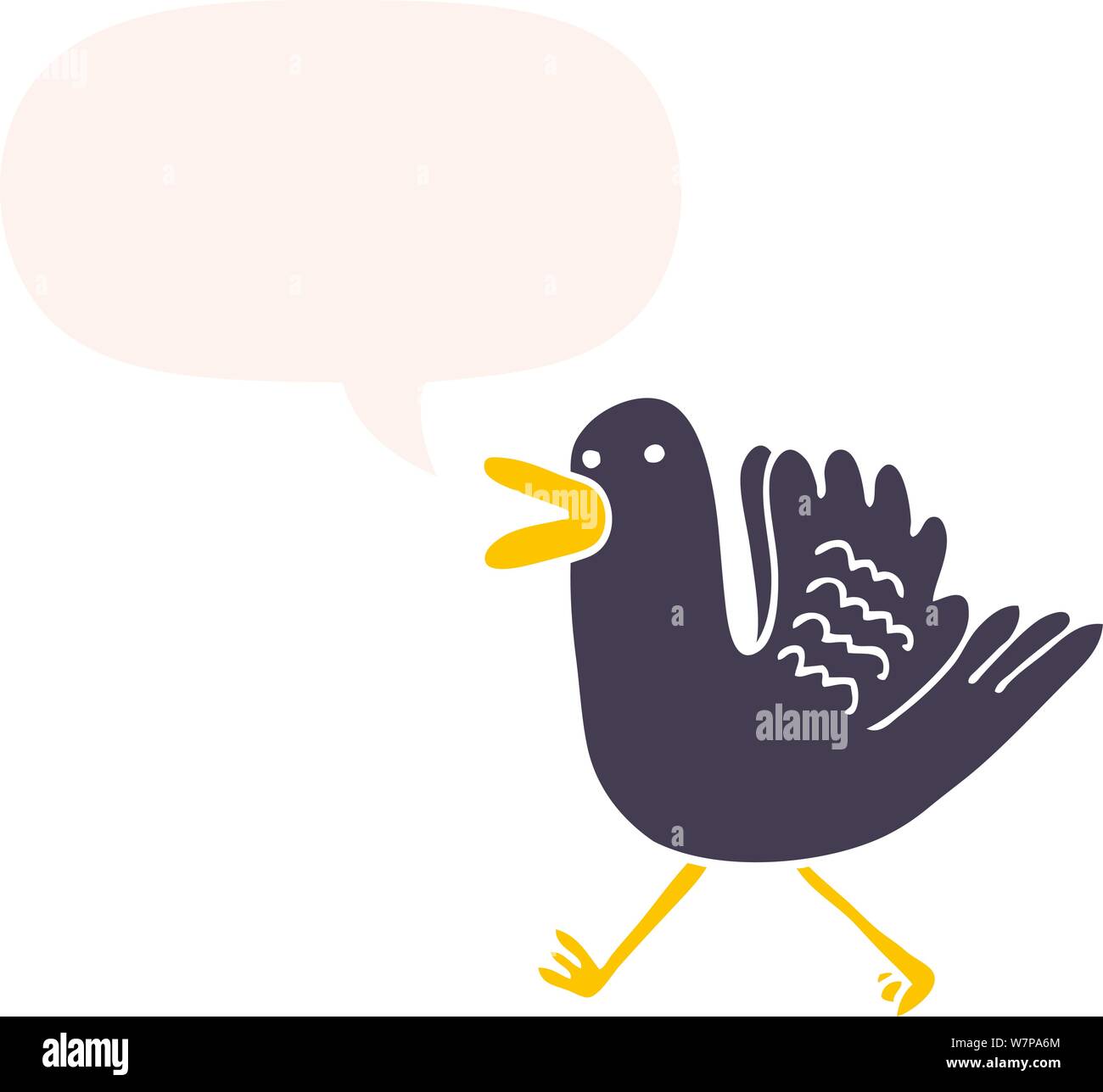 cartoon duck running with speech bubble in retro style Stock Vector ...