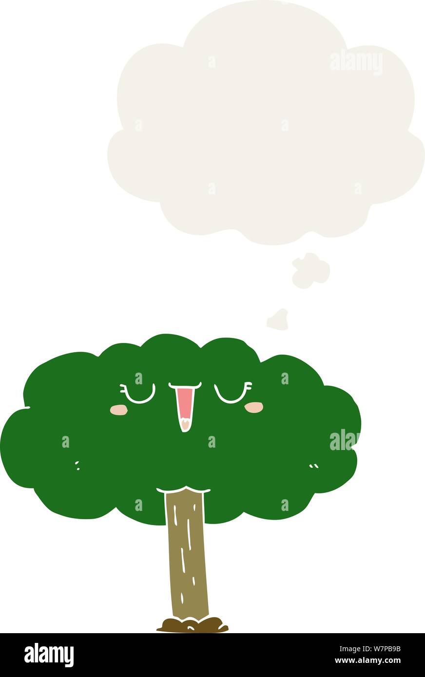 cartoon tree with thought bubble in retro style Stock Vector Image ...