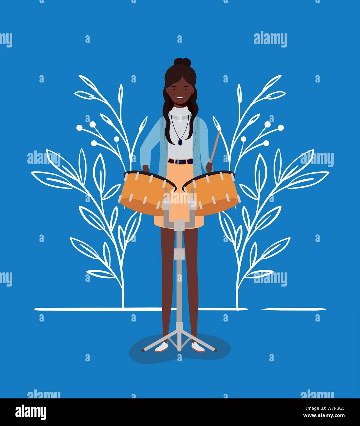 African Girl Music Playing Stock Vector Images - Alamy