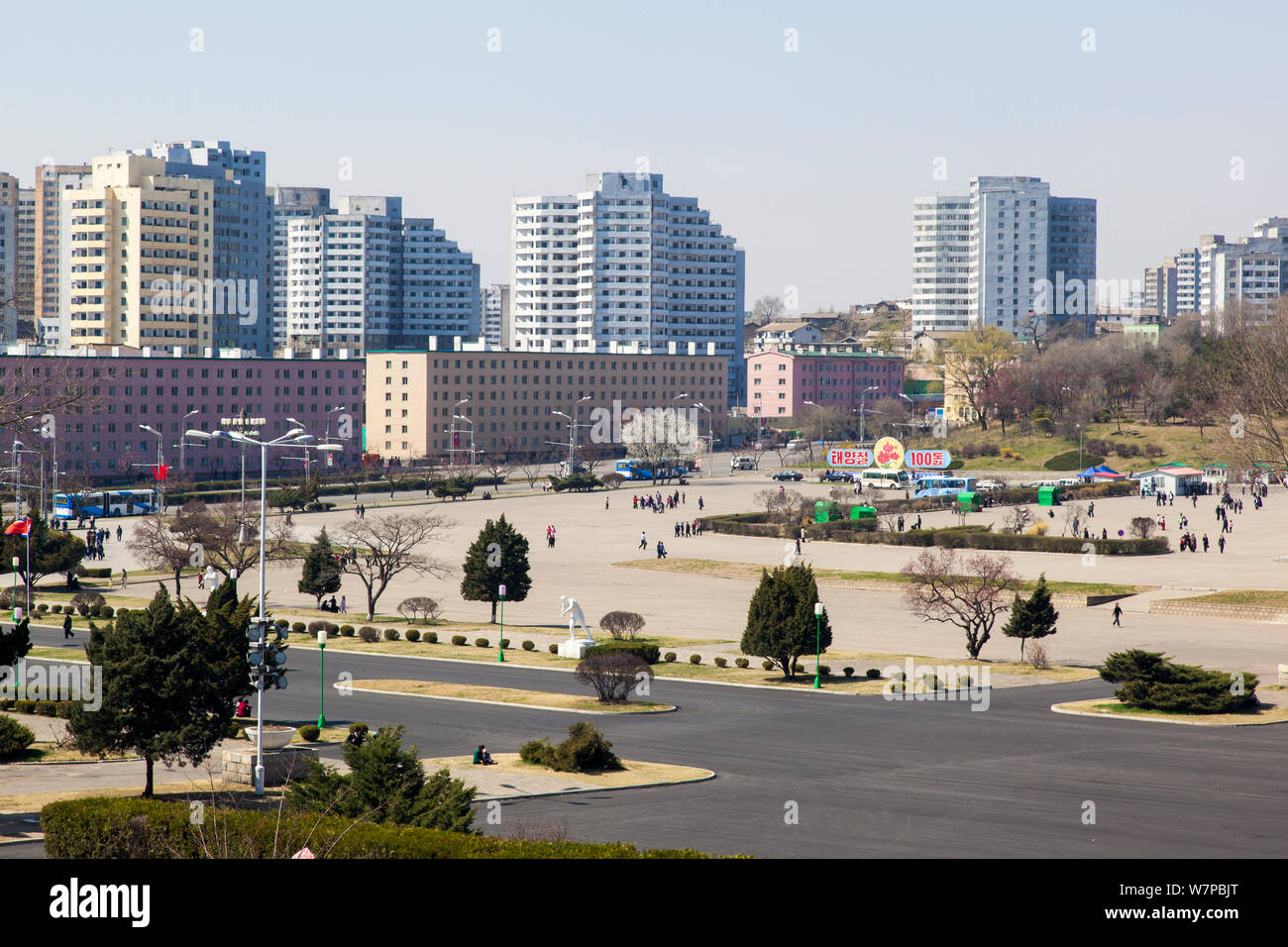 Modern apartment buildings in city centre of Pyongyang, Democratic ...