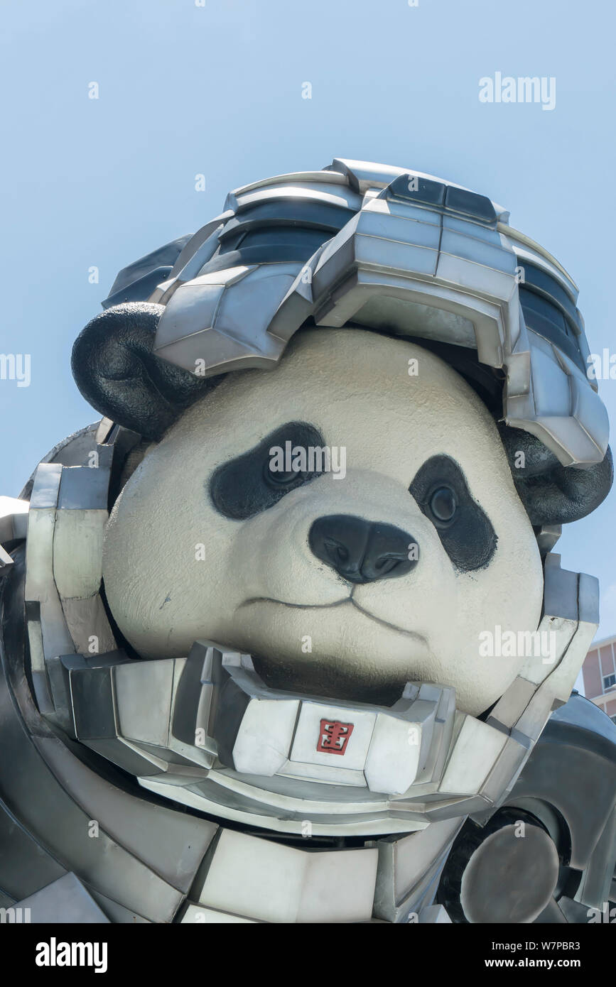 A Tai Chi panda sculpture is on display in front of the Global Harbor ...