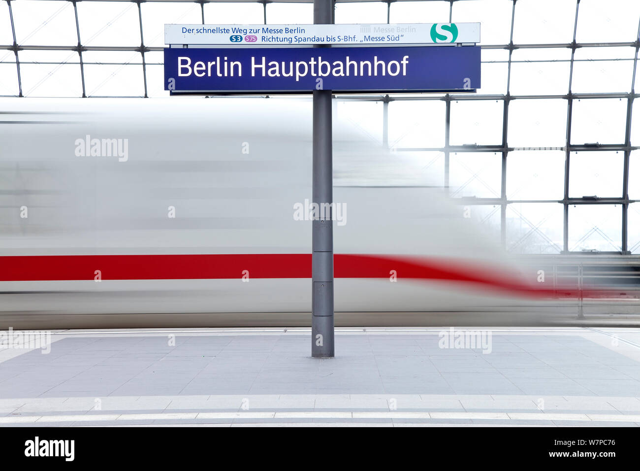 Train pulling into the platform, new modern main railway station at ...