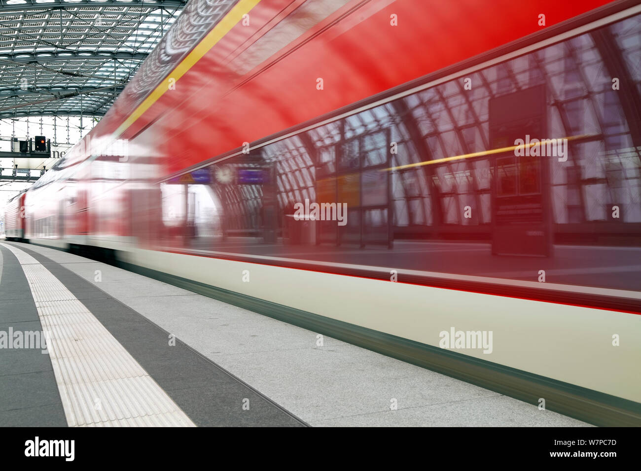 Train pulling into the platform, new modern main railway station at ...