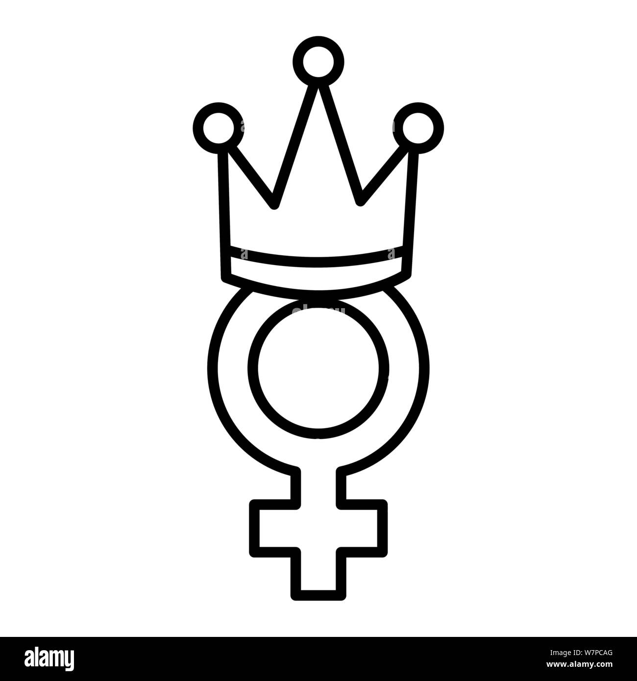 Female Gender Symbol With Crown Pop Art Style Vector Illustration