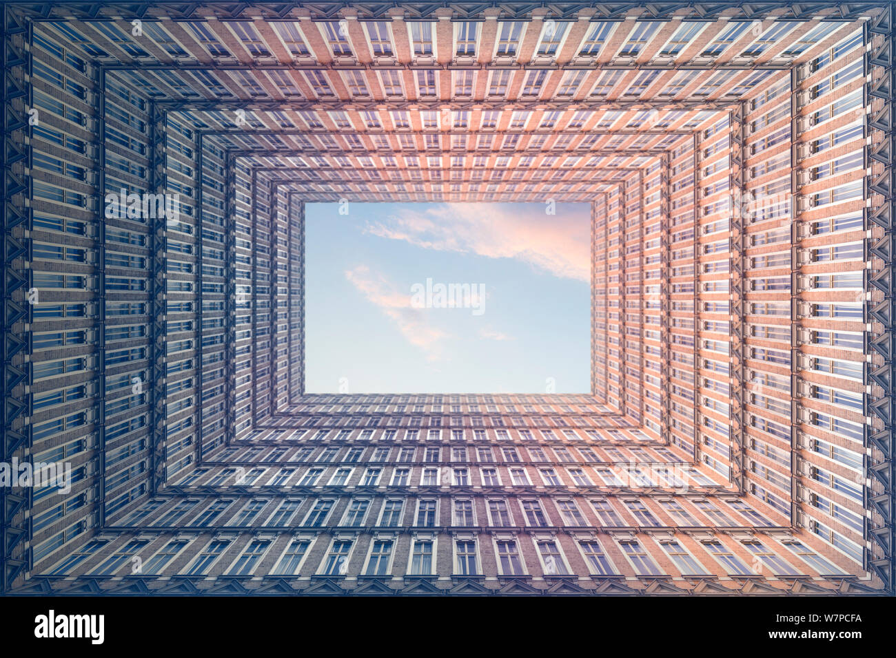 constructed architecture, courtyard in the shape of a rectangle Stock ...