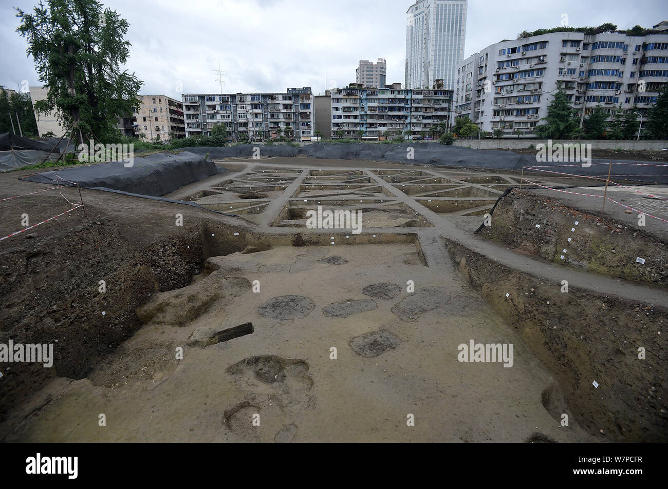 View of the excavation site of the Fugan Temple, which disappeared for ...