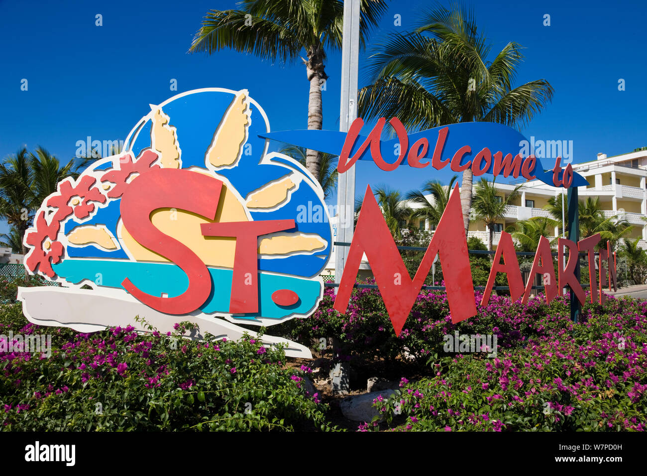 Welcome to St Martin sign, Leeward Islands, Lesser Antilles, Caribbean ...