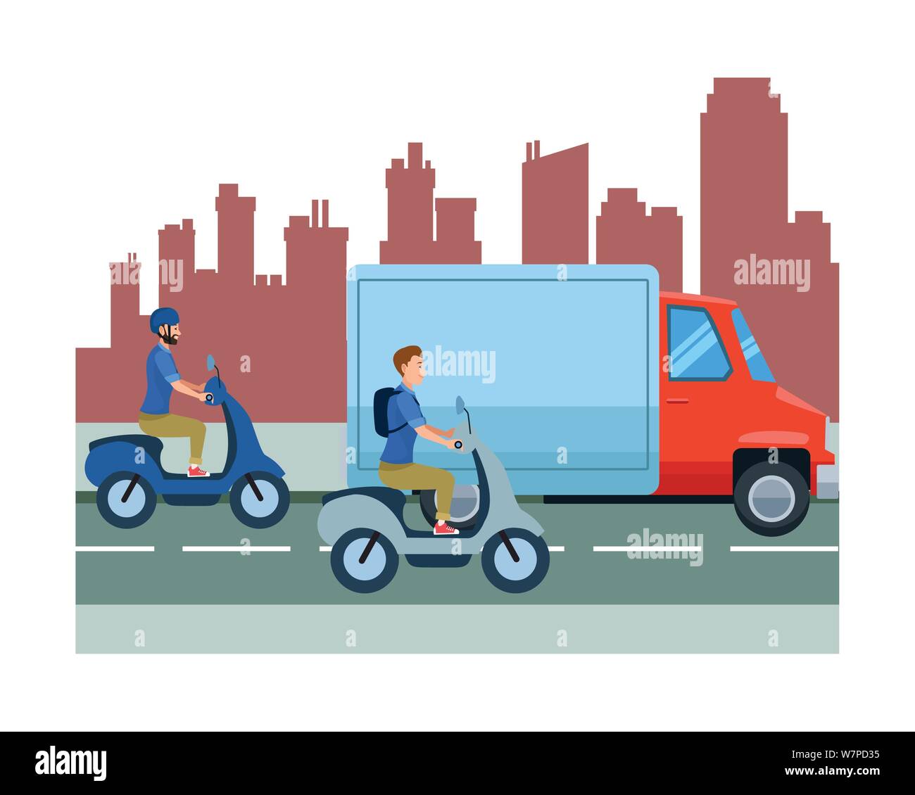 Vehicles and motorcycles with drivers riding Stock Vector Image & Art ...