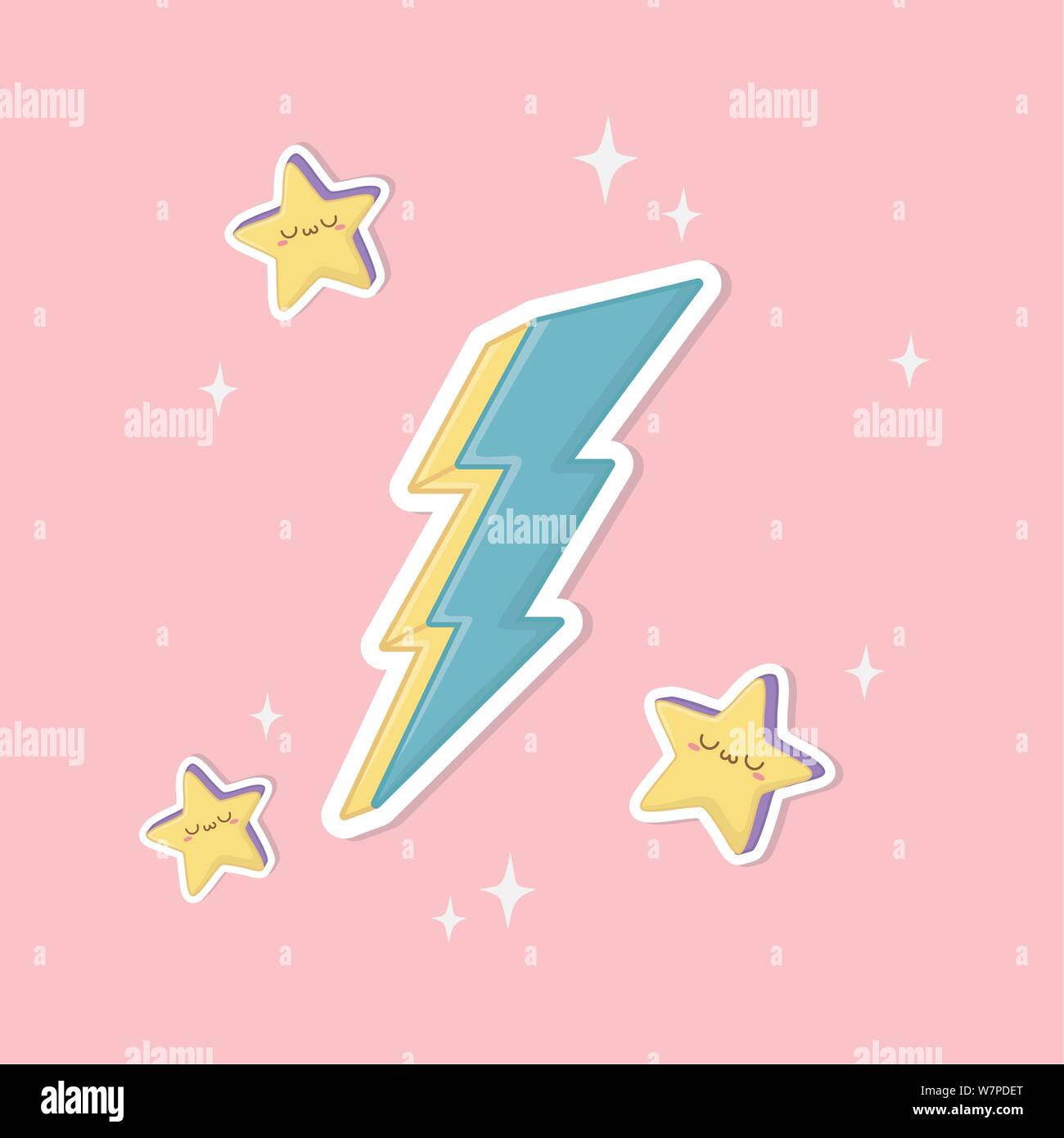 funny fantasy stars and thunder ray kawaii character vector ...