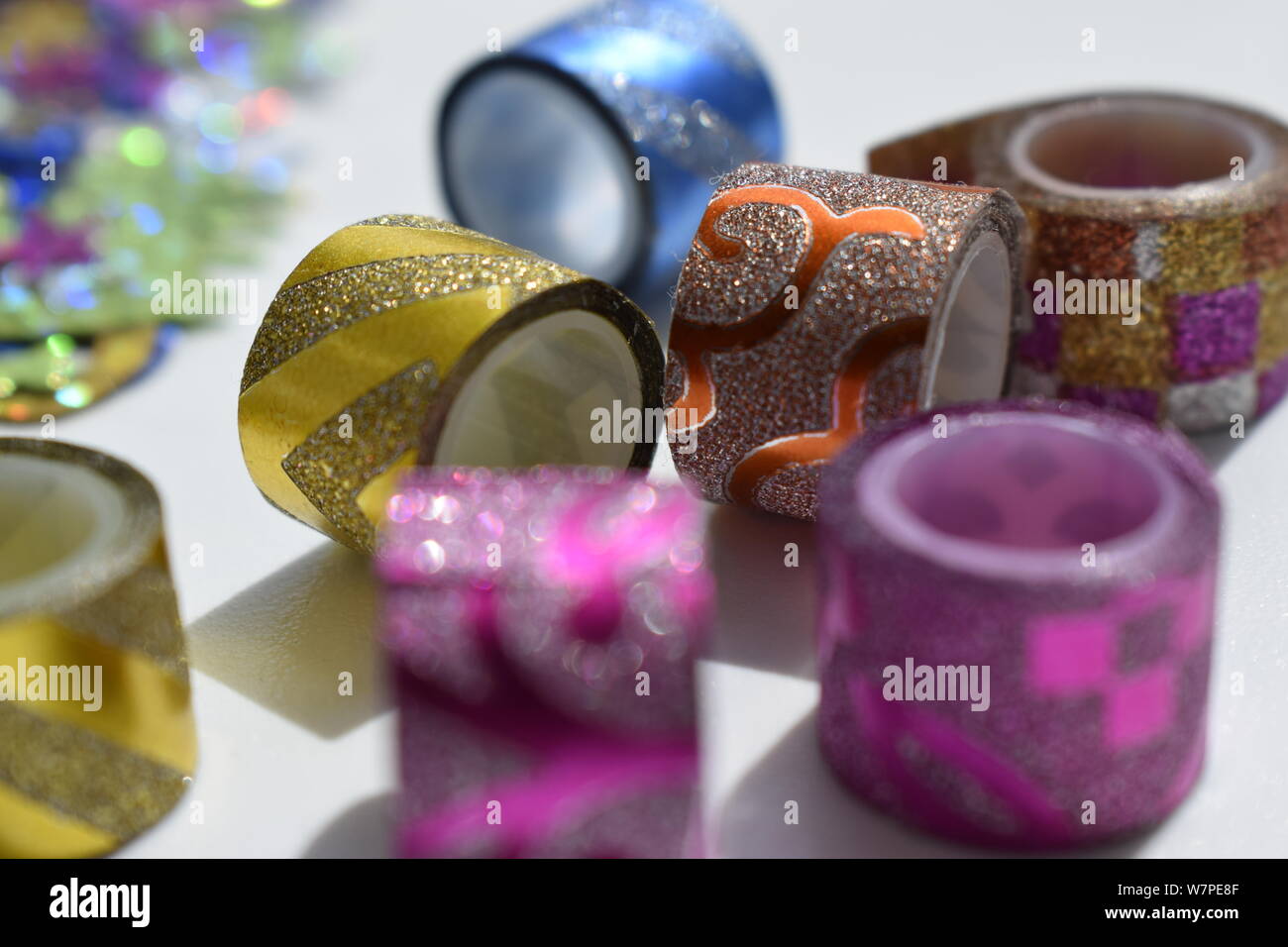Glittering tape, ribbon with shining. Christmas lights, Christmas or ...