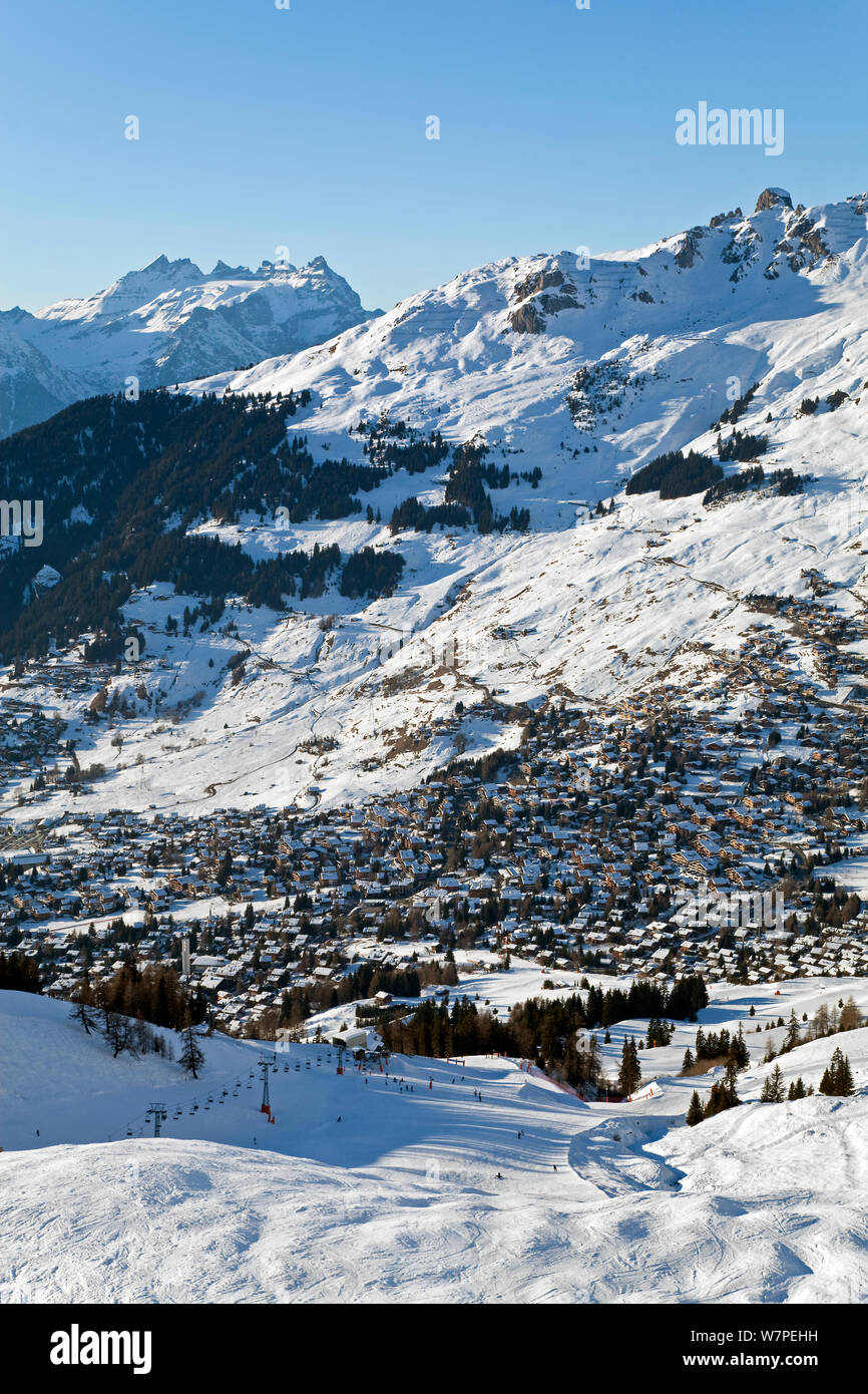 Ski slopes and resort of Four Valleys region, Valais, Verbier, Bernese ...
