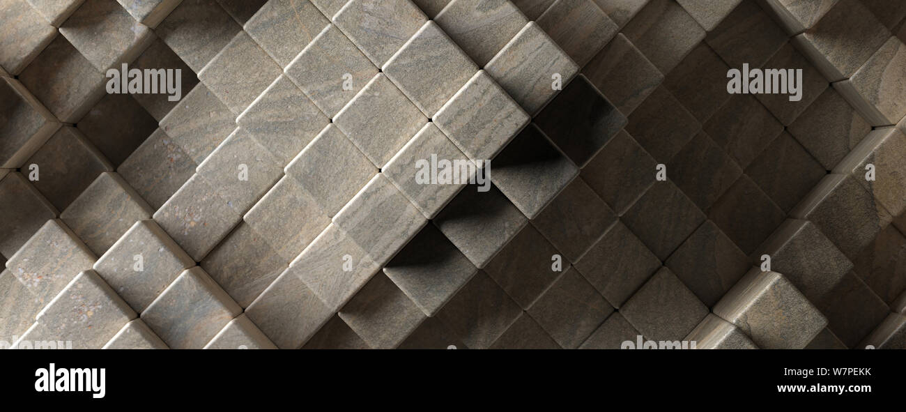 Stone cube background texture, Block shape elements pattern, banner. 3d ...