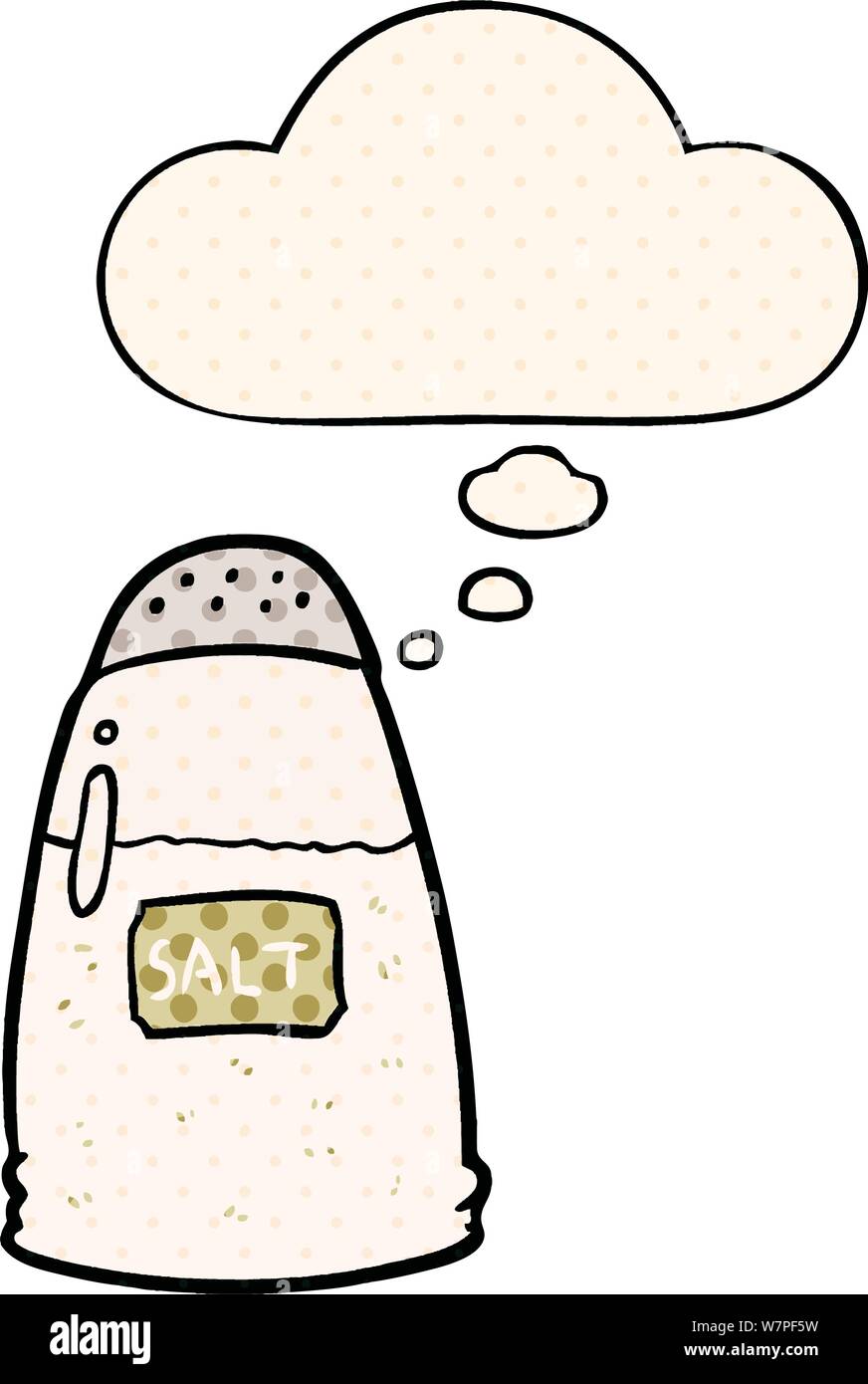 cartoon salt with thought bubble in comic book style Stock Vector Image ...