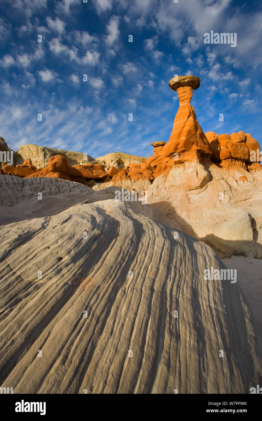 Toadstool Hoodoos and eroded sandstone landscape. Grandstaircase ...