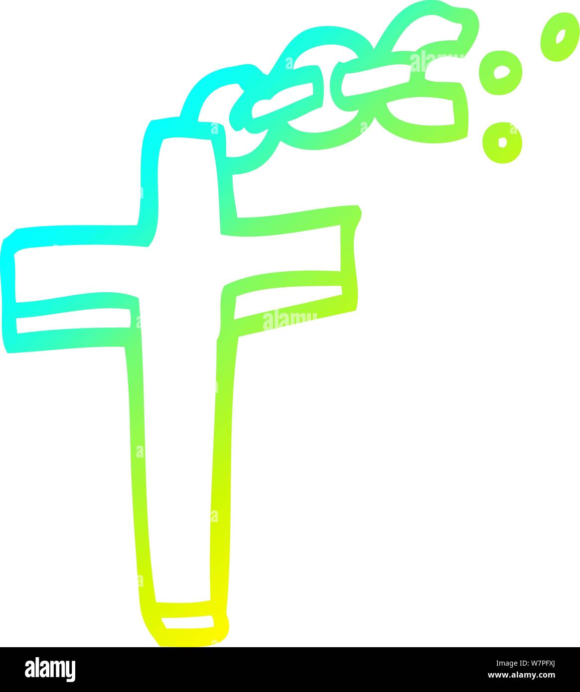 cold gradient line drawing of a cartoon crucifix on chain Stock Vector ...