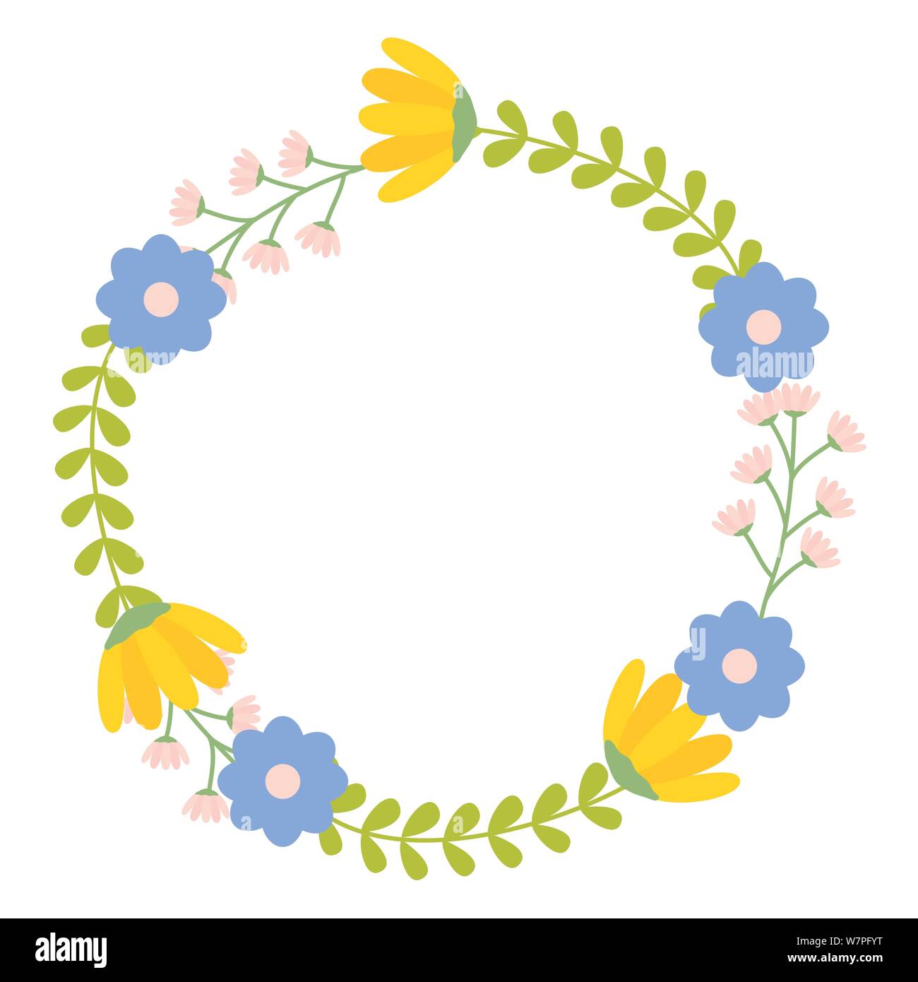 flowers garden plants circular frame vector illustration design Stock ...