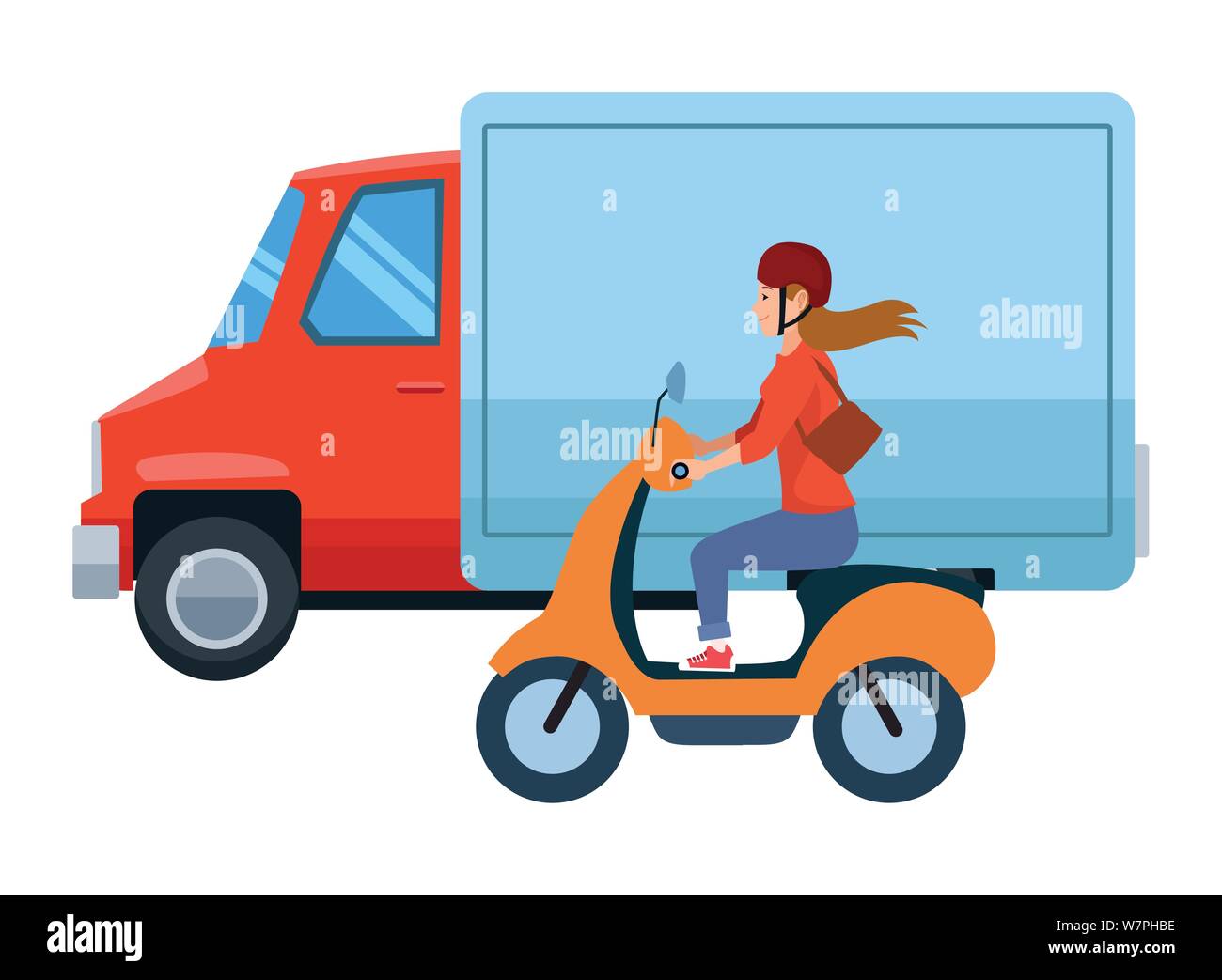 Vehicle and motorcycle with drivers riding Stock Vector Image & Art - Alamy
