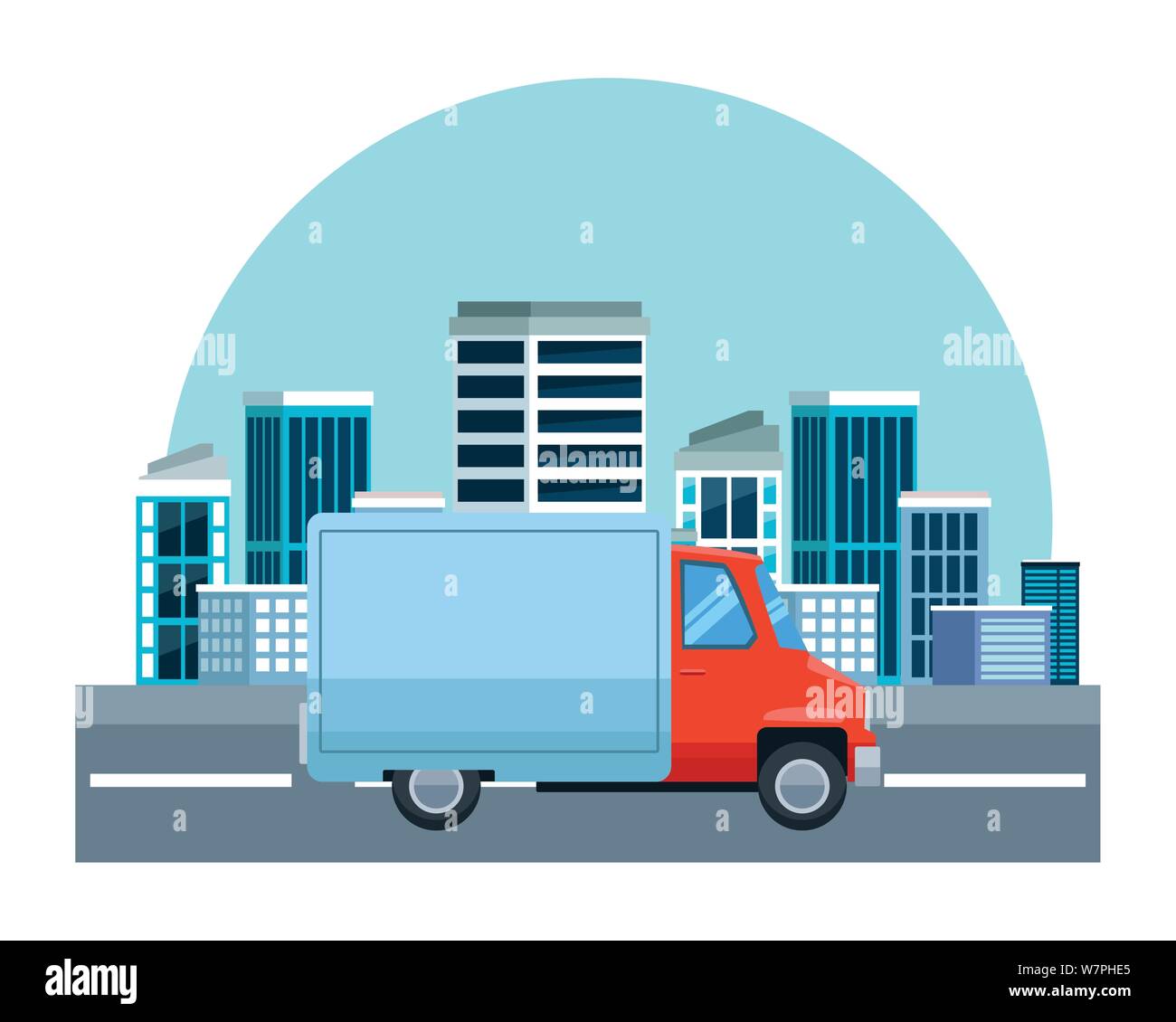 Delivery van with container vehicle cartoon Stock Vector Image & Art ...