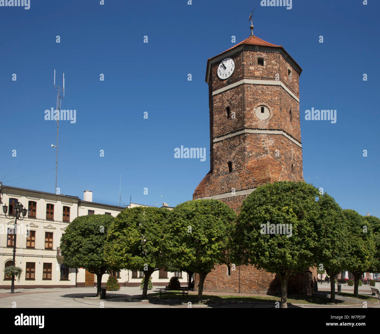 Medieval townhouse tower at Freedom square in Znin. Poland Stock Photo ...