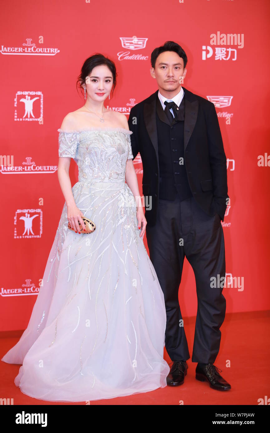 Chinese actress Yang Mi, left, and Taiwanese actor Chang Chen arrive on ...