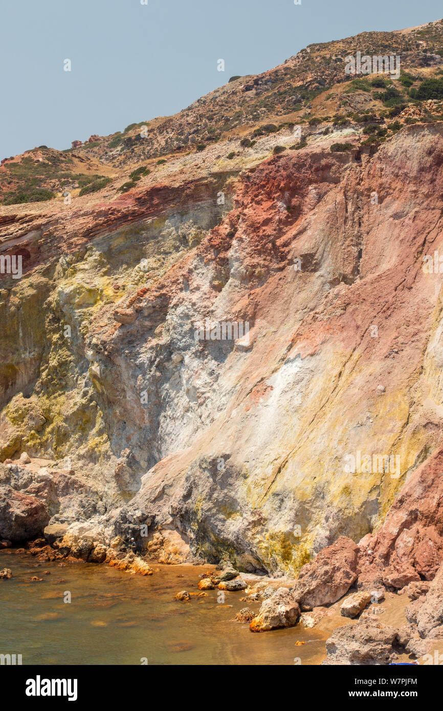 colorful volcanic cliff on Milos island Stock Photo - Alamy