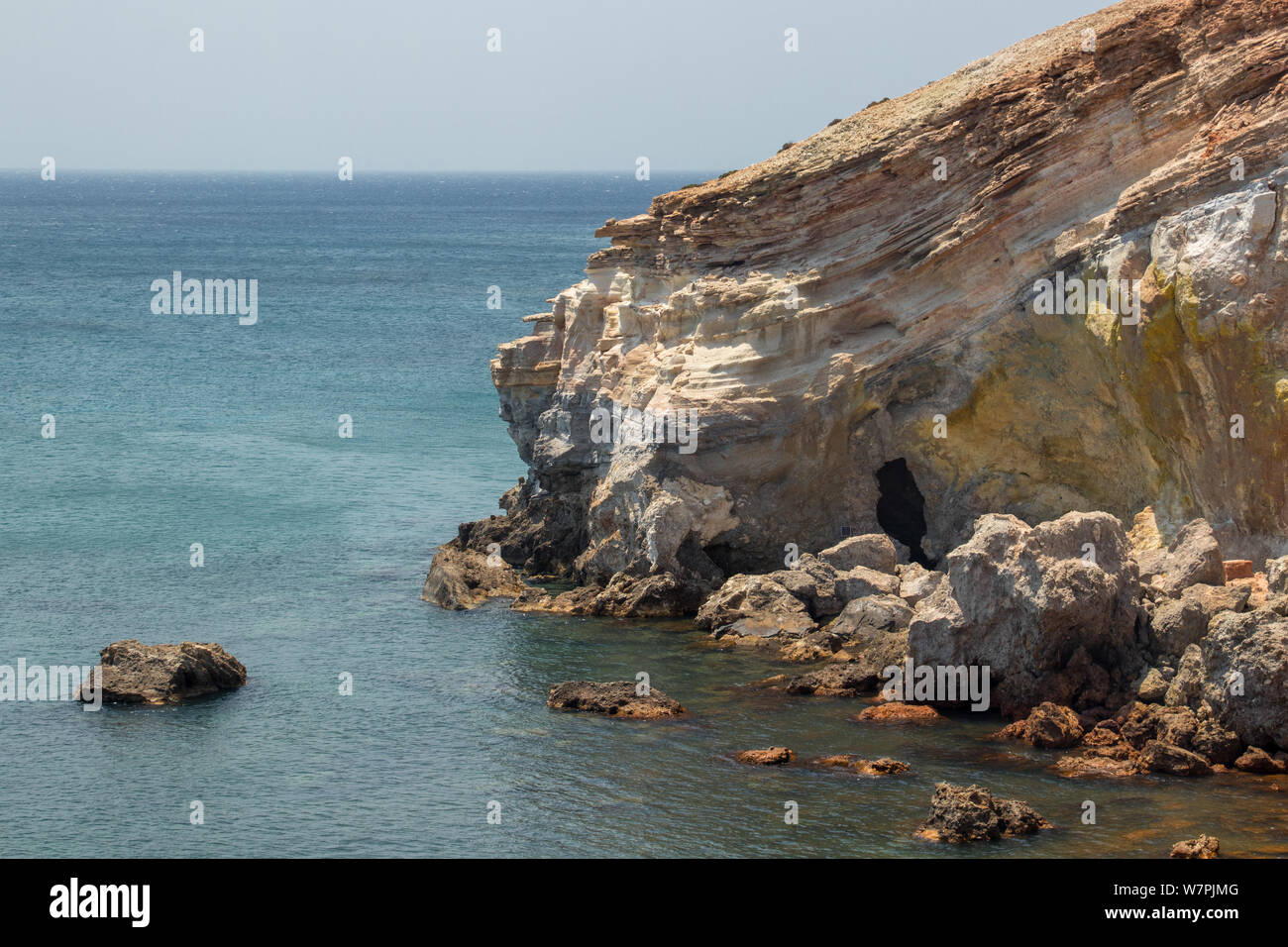 colorful volcanic cliff on Milos island Stock Photo - Alamy