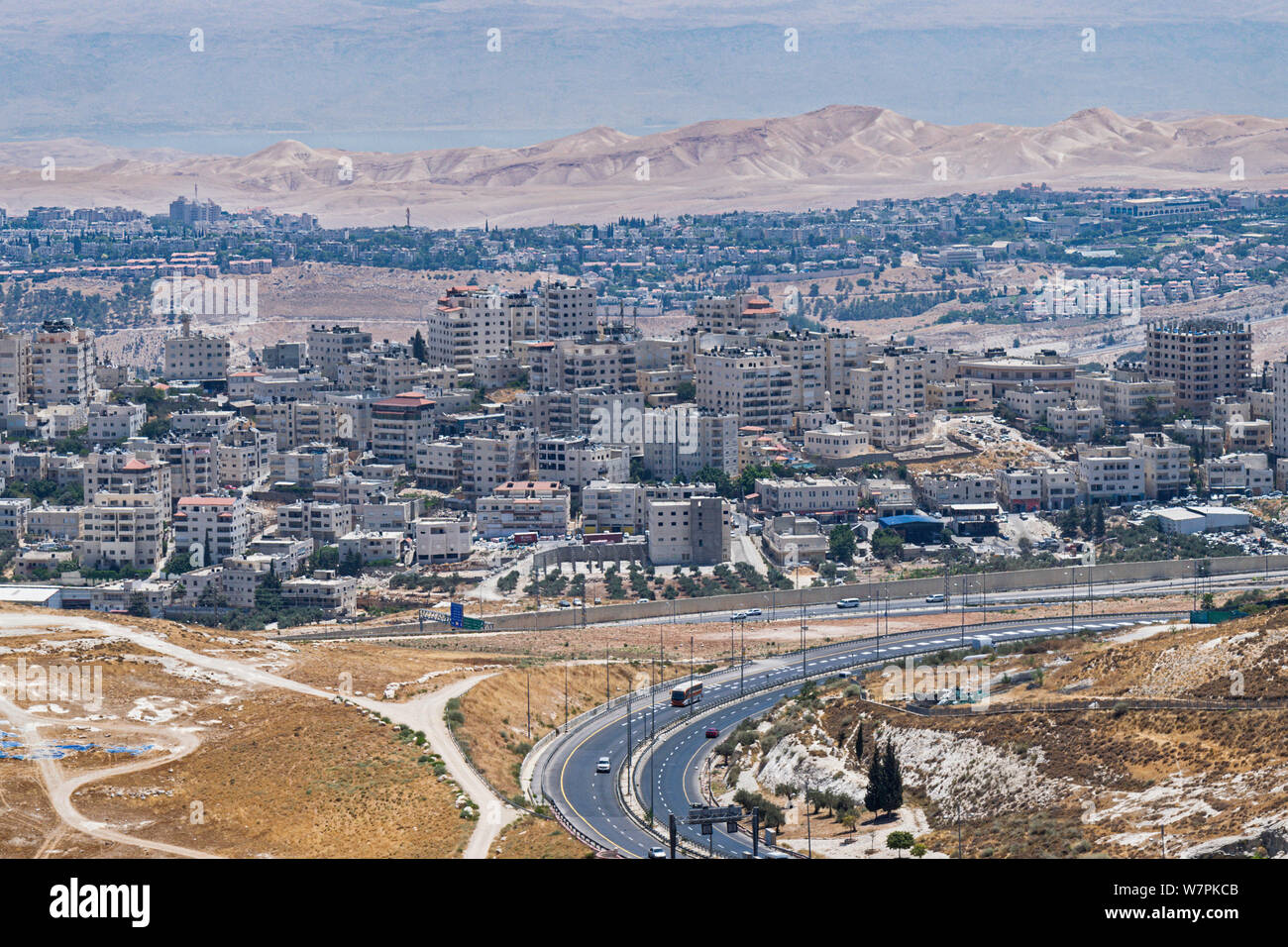 view of east jerusalem from mt scopus with the dead sea and hazy ...