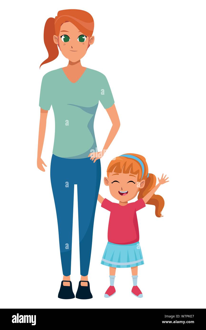 Family single mother with children cartoon Stock Vector Image & Art - Alamy