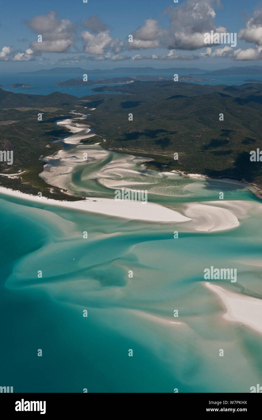 Aerial view of Whitehaven Beach - a seven kilometre stretch of pure ...