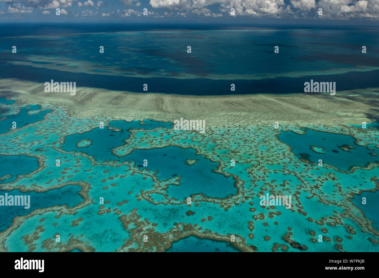 Aerial view of Hardy Reef, Great Barrier Reef, August 2011 Stock Photo ...
