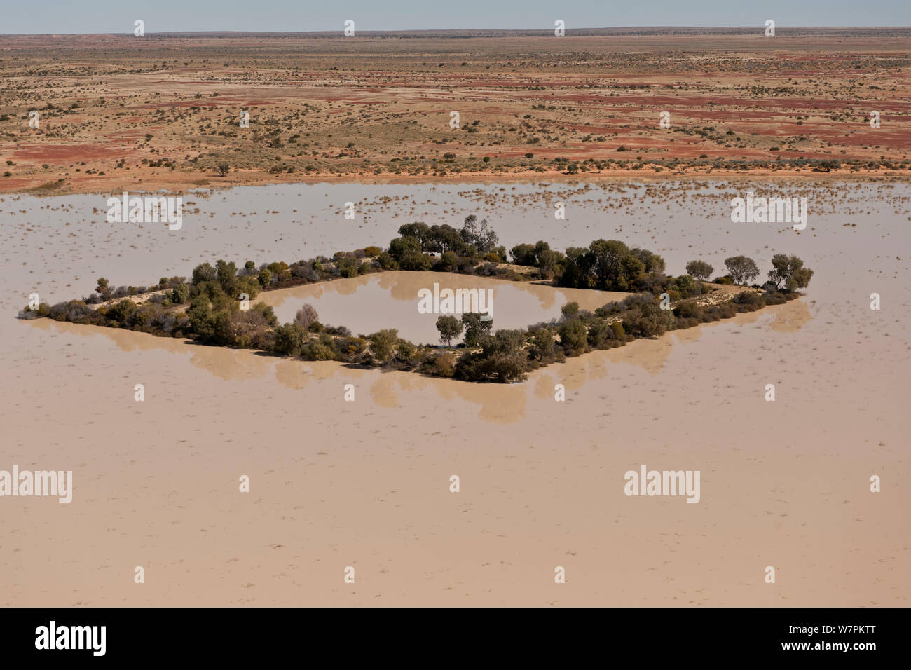 Aerial of Dam in the outback serving as watering holes for cattle. Dam ...